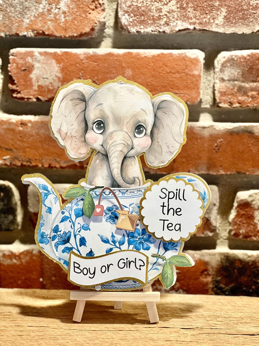 Elephant Tea Pot Cake Topper: Gender Reveal, Grandmillenial Style - Etsy