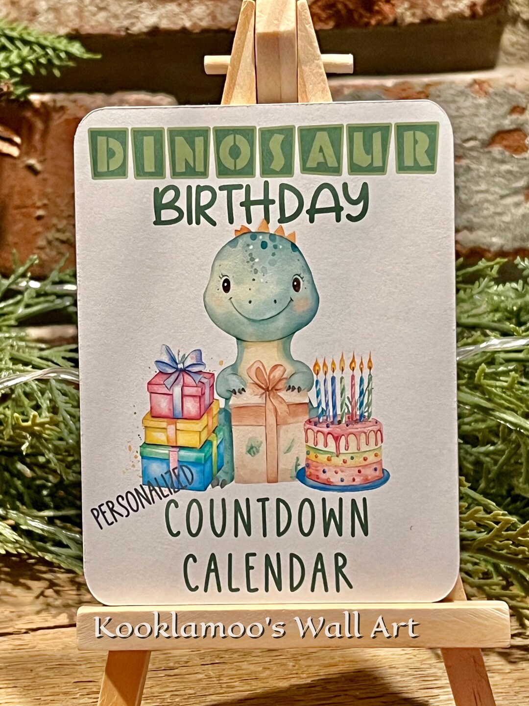 Dinosaur Personalizable BIRTHDAY COUNTDOWN CALENDAR With Easel Dino ...