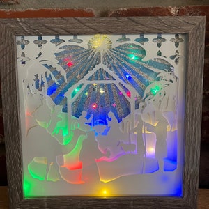 NATIVITY LIGHTED SHADOW Box, Christmas Shadow Box, Manger, Religious ...
