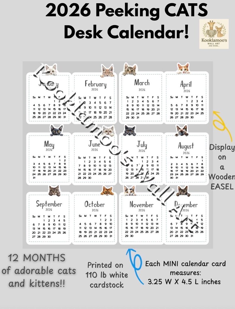 Cute Cutouts Mini Desk Calendars 2026: Whimsical Animals, Flowers, Dogs ...