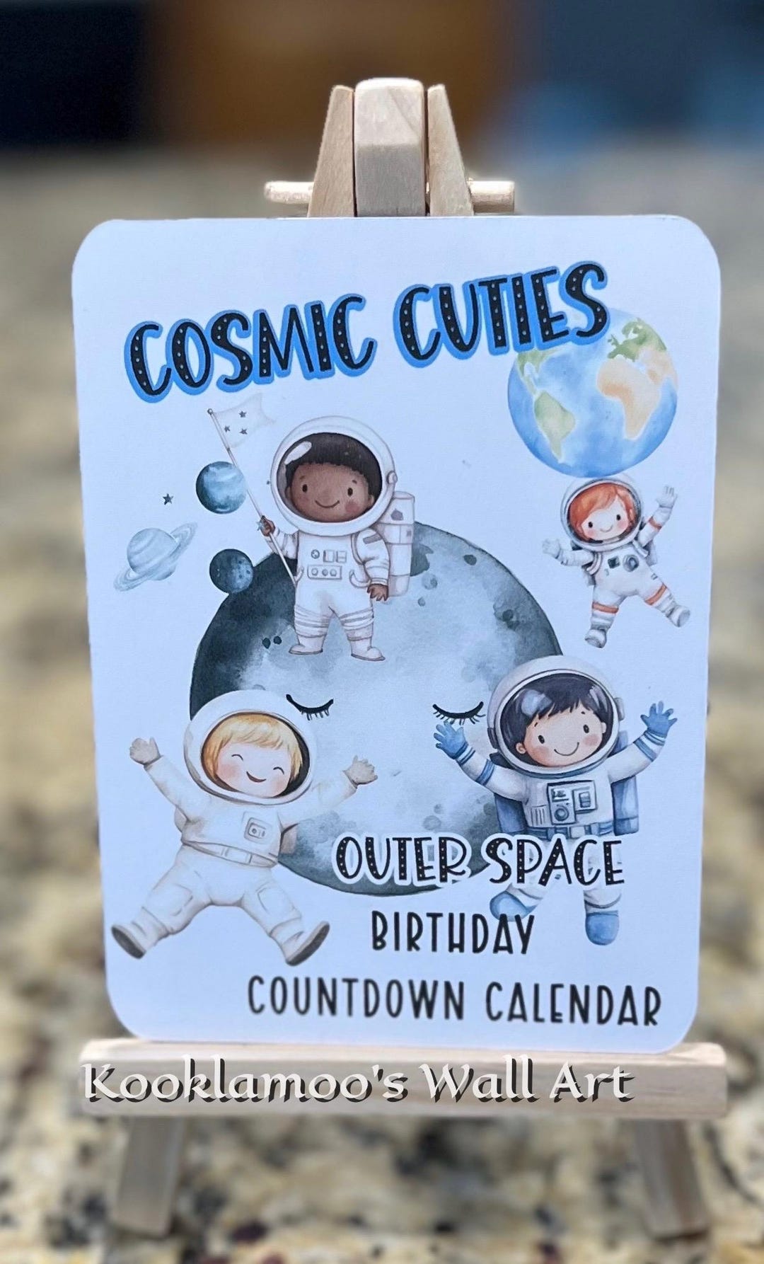 Outer Space BIRTHDAY COUNTDOWN CALENDAR Cards With Easel Personalized ...