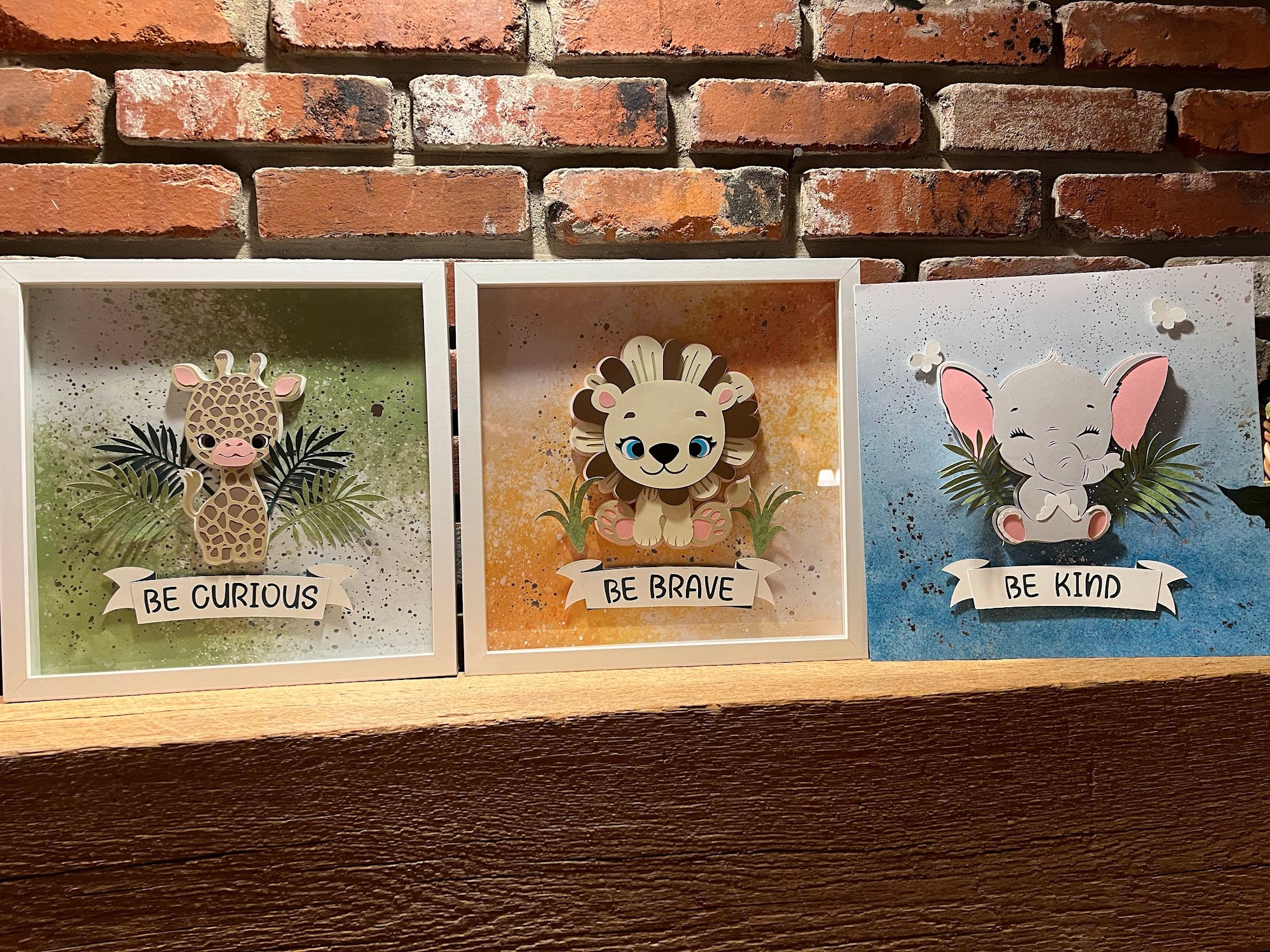 Personalized 2D LARGE JUNGLE Shadow Box Safari Animals Be Kind Elephant ...