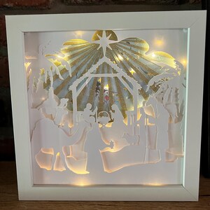 NATIVITY LIGHTED SHADOW Box, Christmas Shadow Box, Manger, Creche With ...