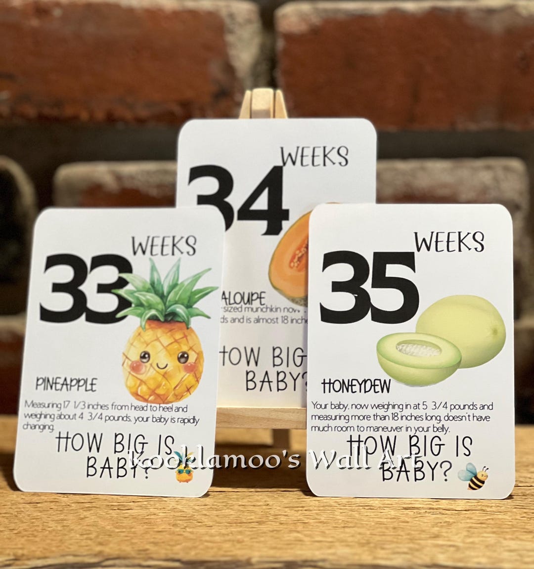 PREGNANCY Countdown Card SET With Easel; 20 Double-sided Cards (40 ...