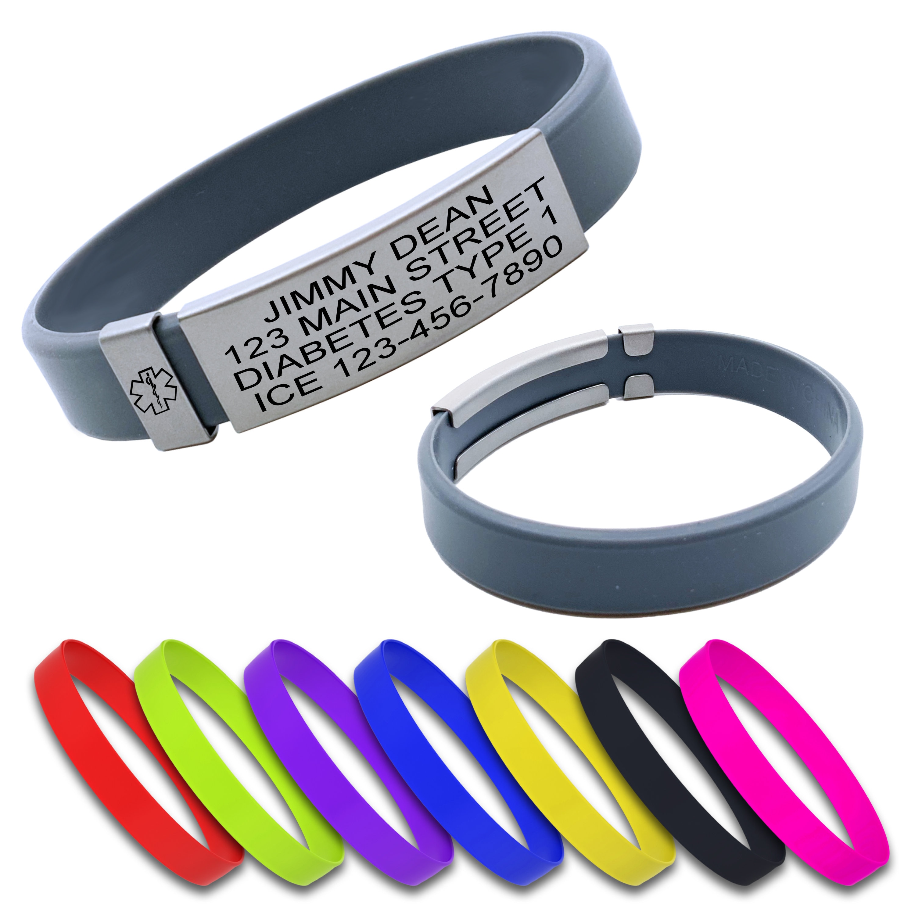 Silicone Medical ID Bracelet for Emergency Alert and DNR Etsy