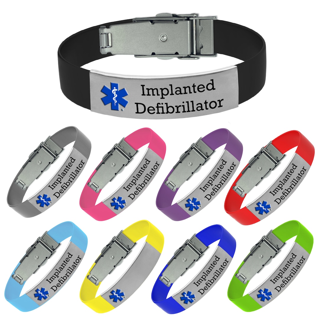 Implanted Defibrillator Medical Alert Bracelet: Adjustable Silicone ...
