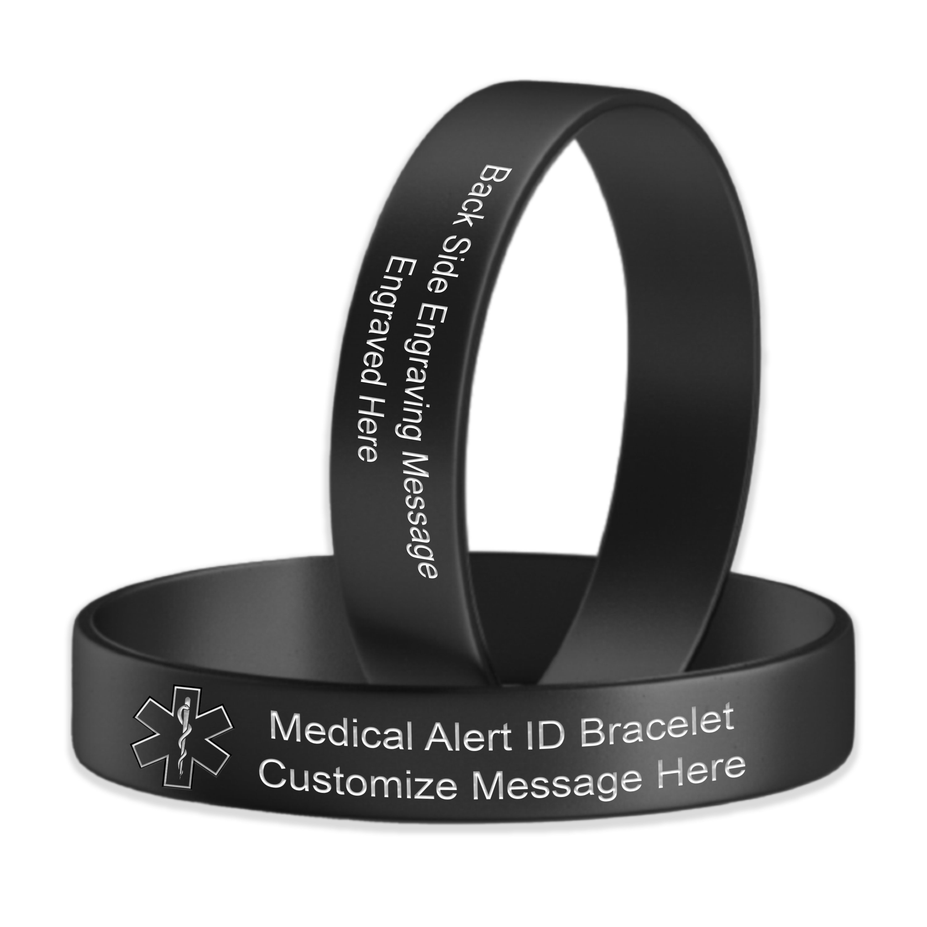 Custom Engraved Silicone Medical Alert Bracelet - Waterproof ID ...