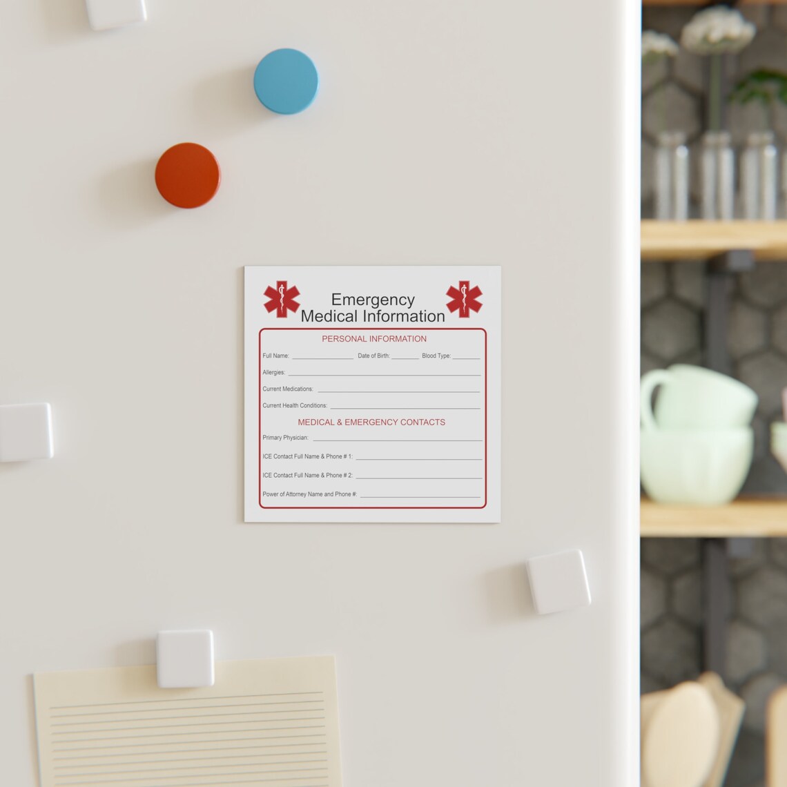Medical Alert Refrigerator Magnet – Emergency Information, 5" Square - Etsy