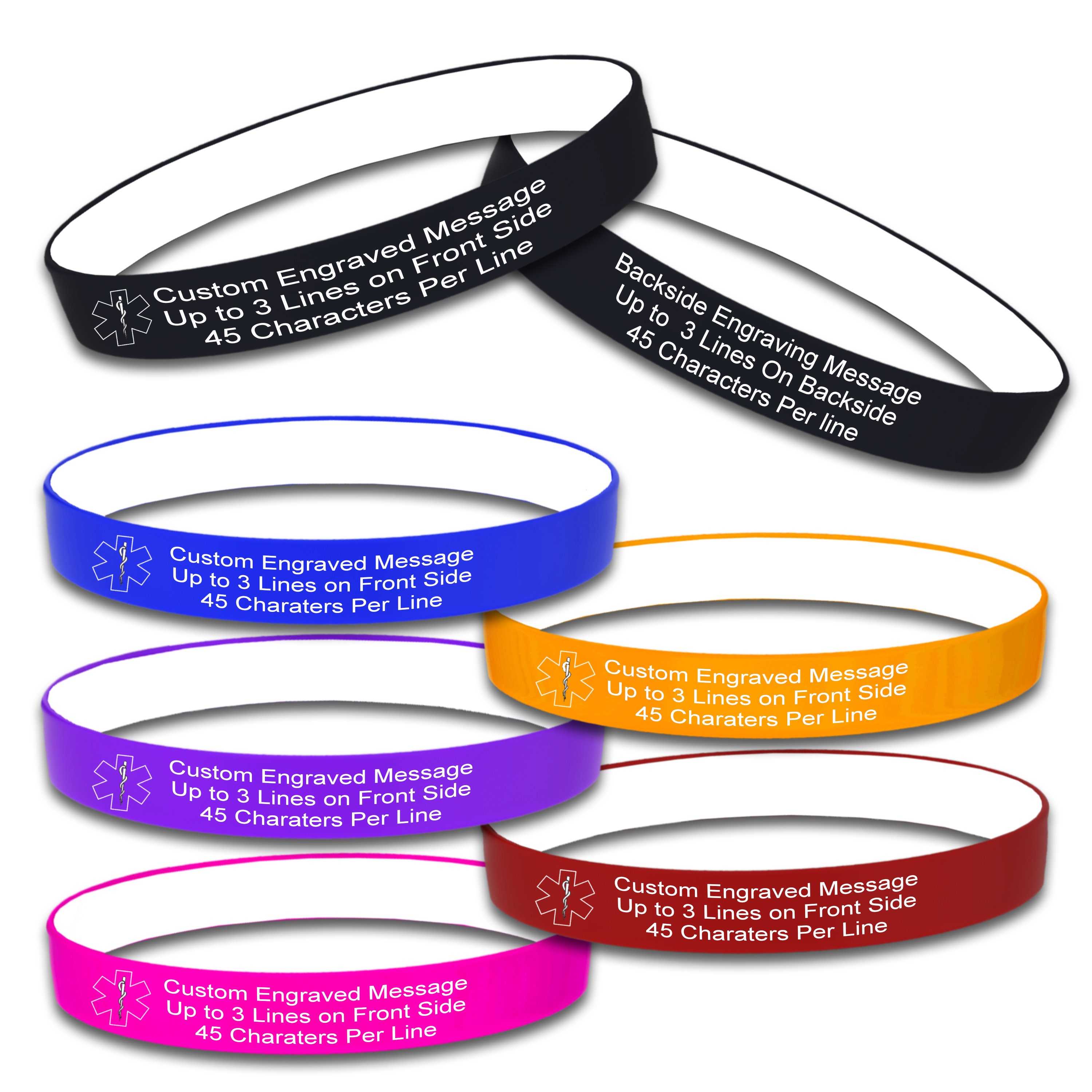 Custom Engraved Emergency ID Bracelet – Waterproof Silicone Wristband ...