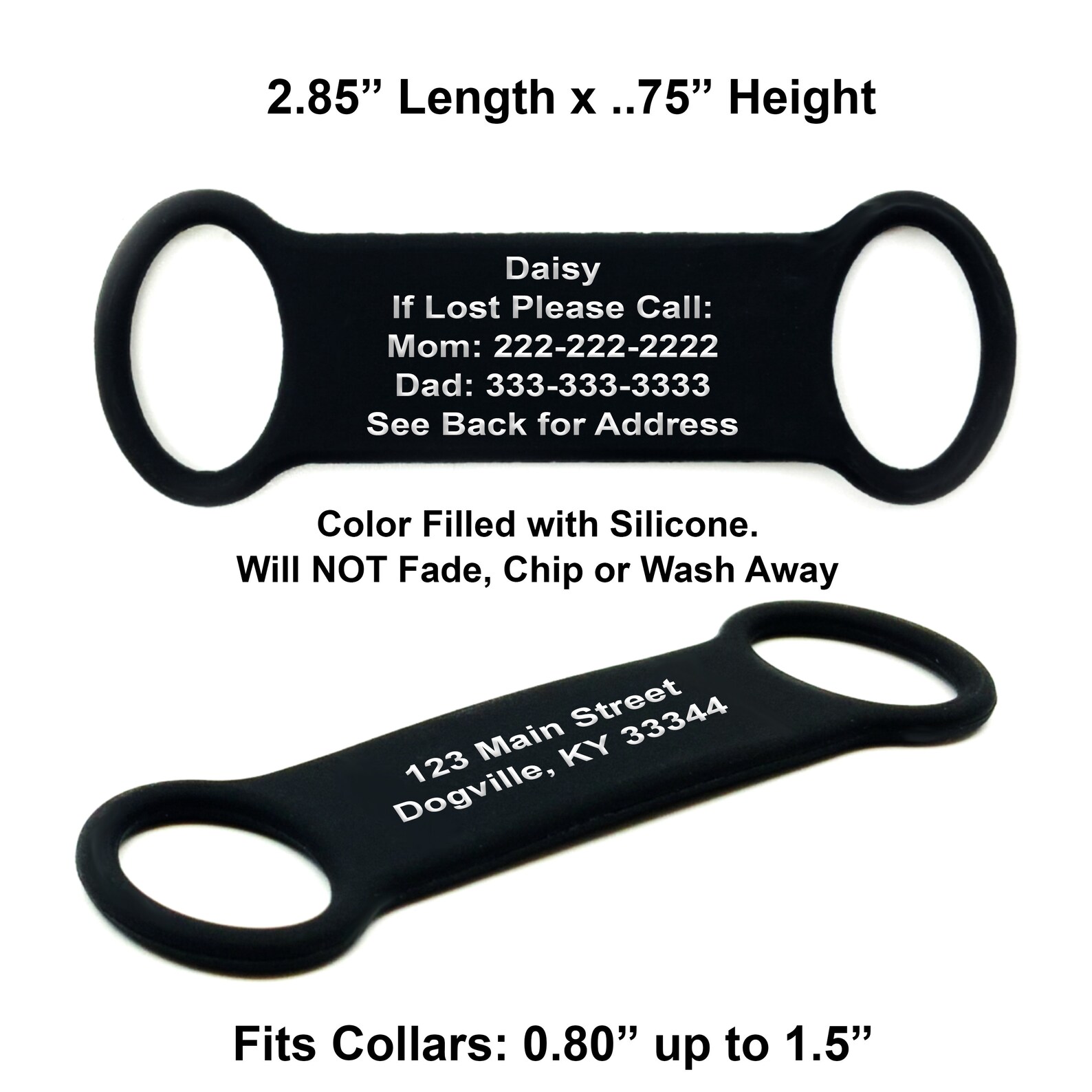 Customized Slide-on Dog Tag – Silent Silicone Pet ID - Etsy