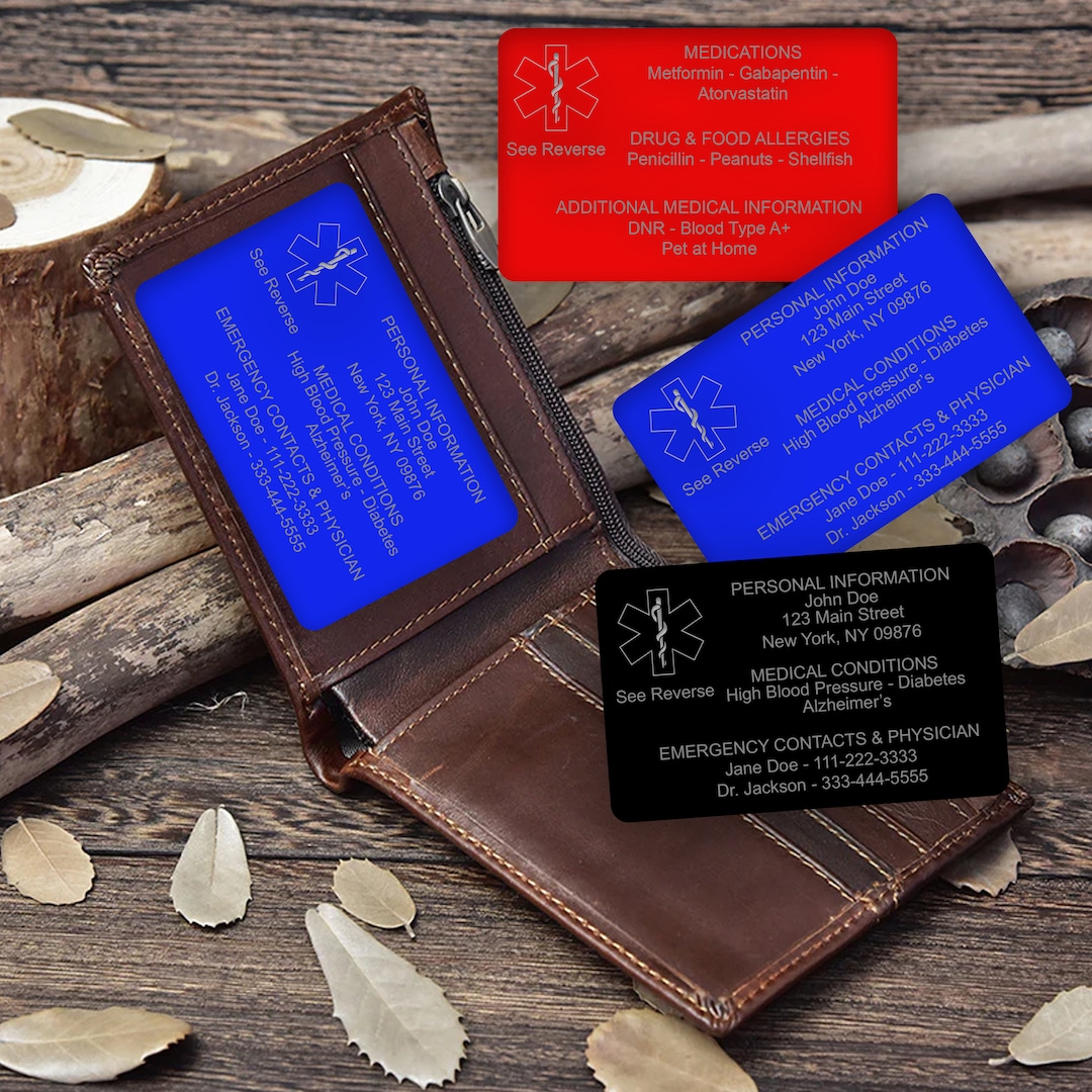 Medical Wallet Card Anodized Aluminum - Medical ID Wallet Card ...
