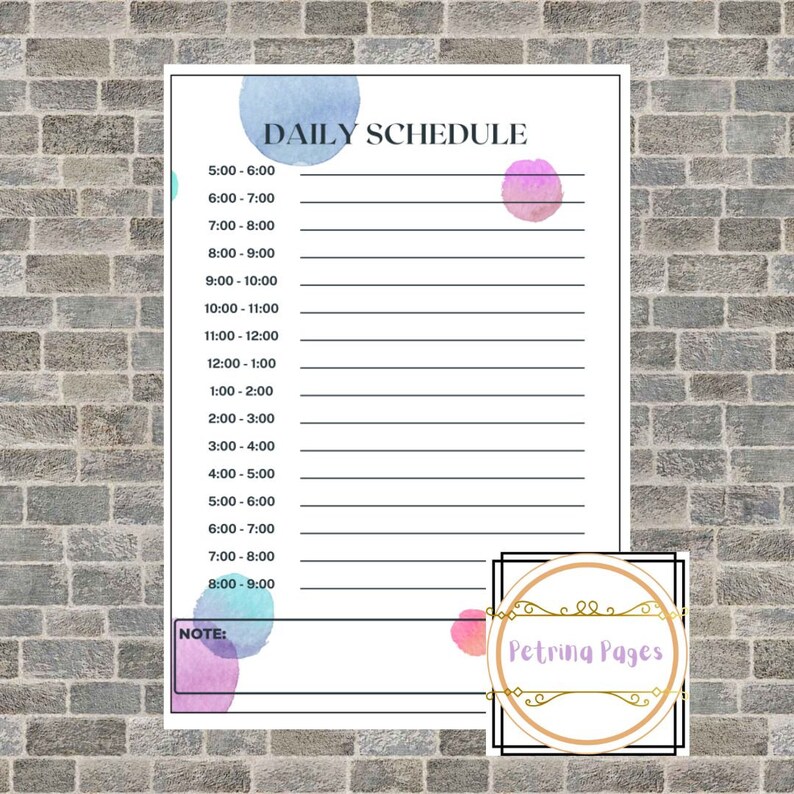 Printable A4 PDF Daily Schedule - Etsy UK