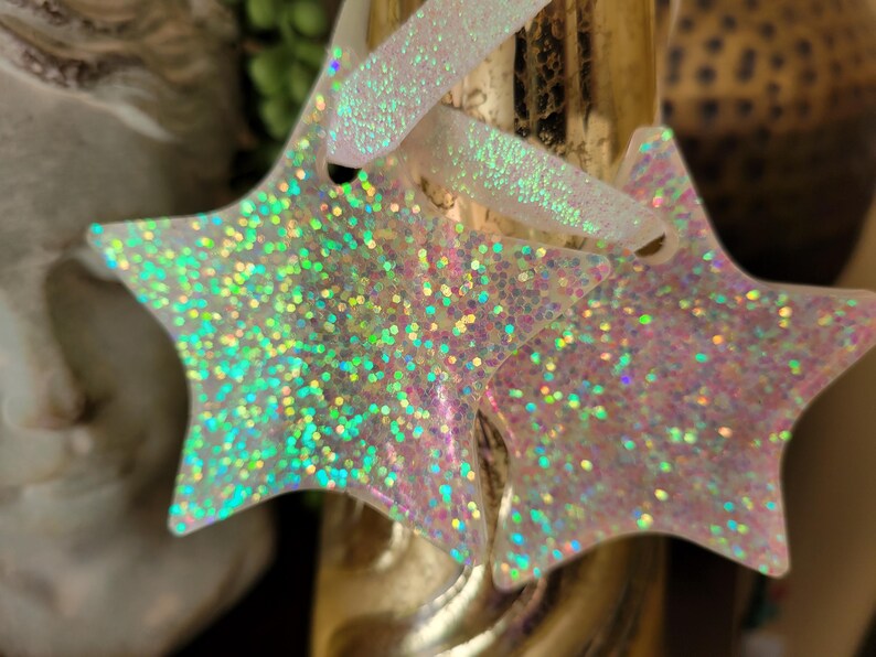 Iridescent Star Resin Ornaments Set of 6 - Etsy