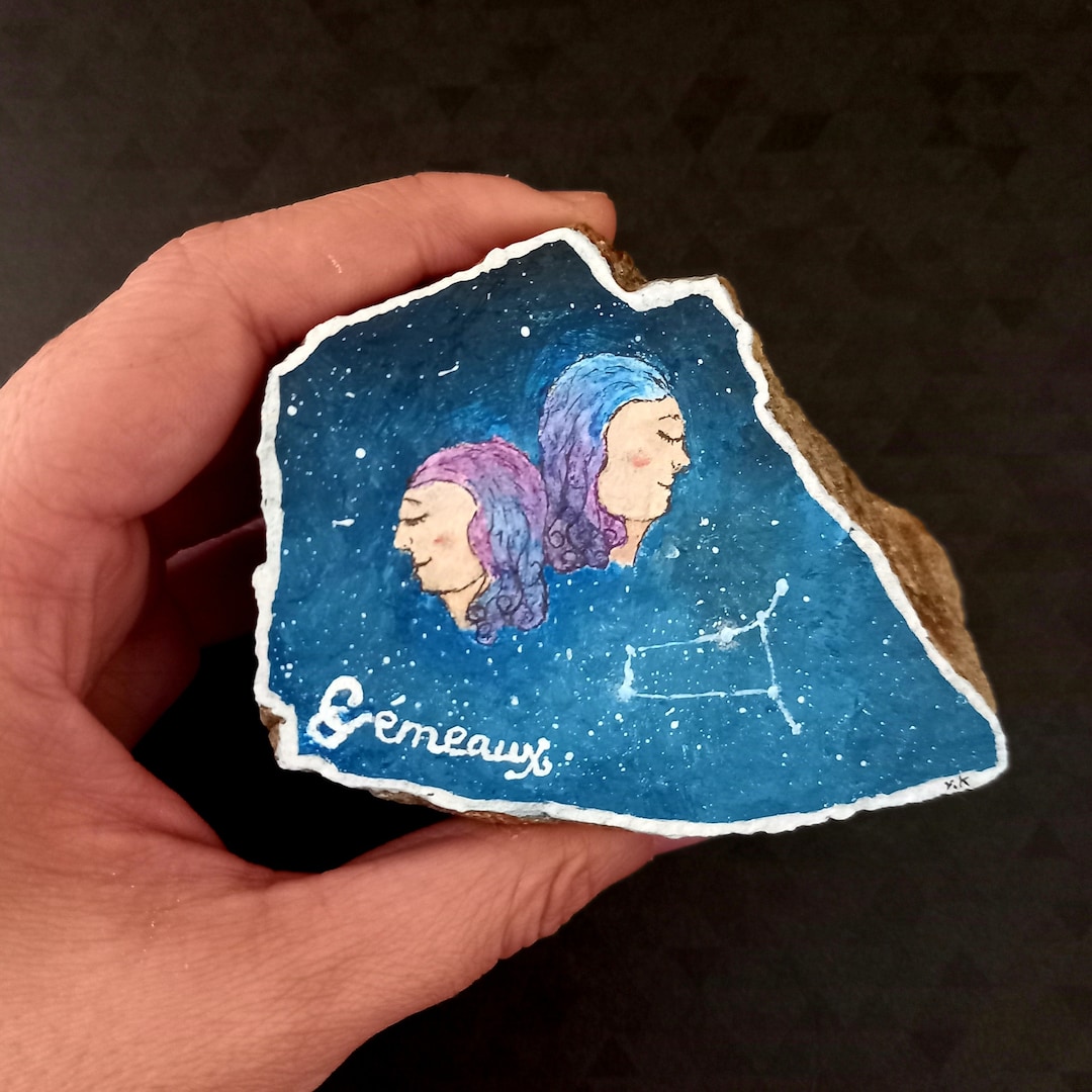 Gemini Zodiac Sign Glow in the Dark Constellation Hand Painted Natural ...