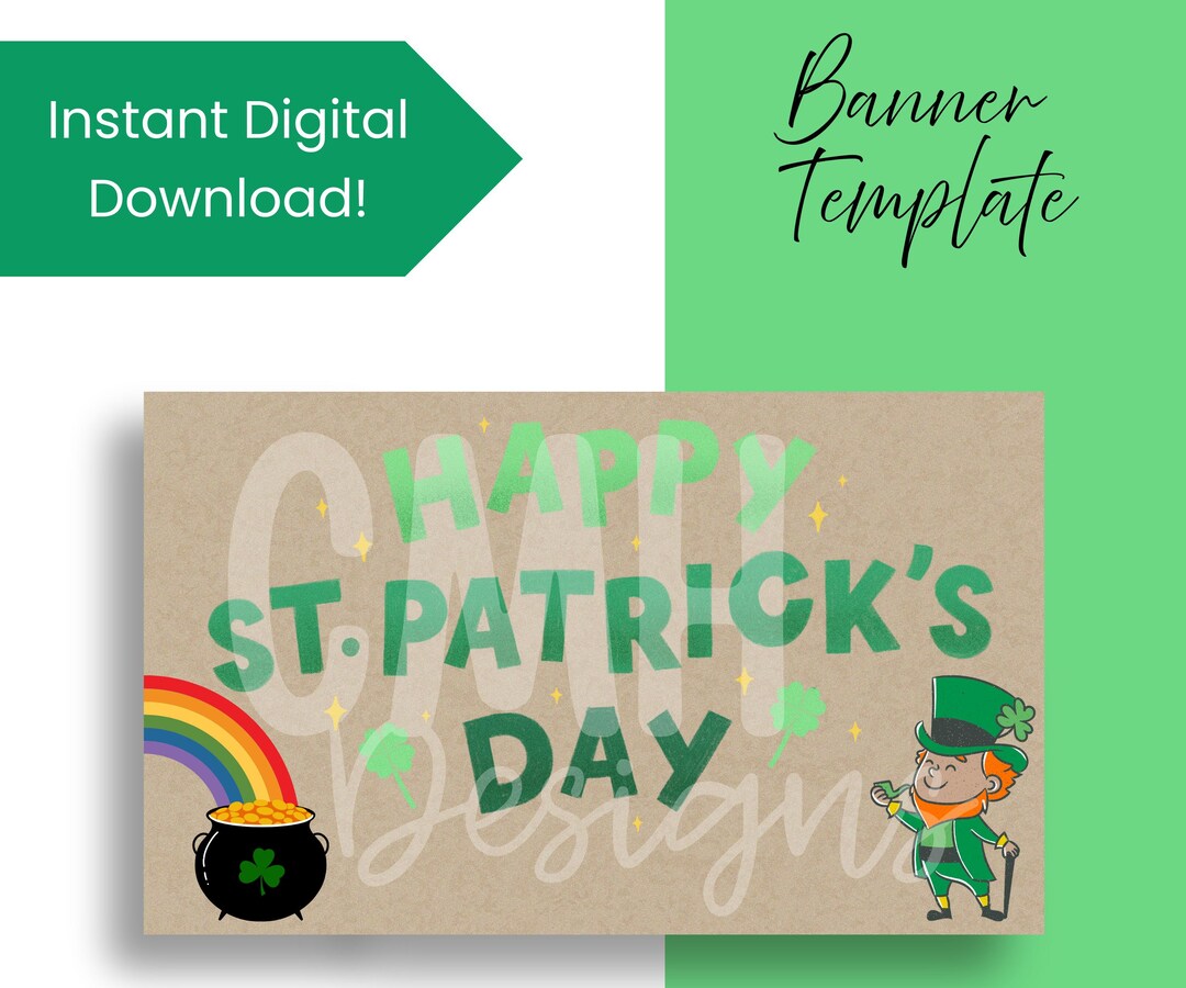 Happy St. Patrick’s Day Banner Template: DIY Painted Banner (PDF ...