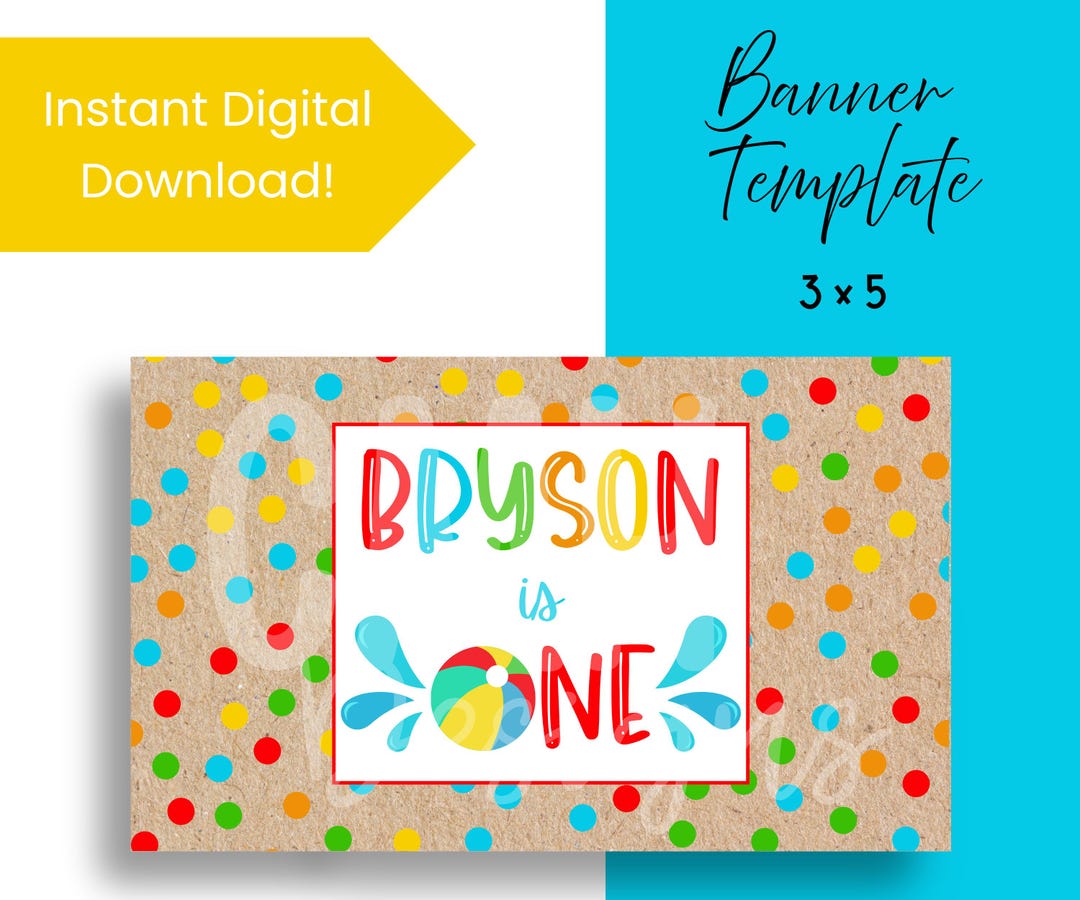 Beach Ball “ONE” Banner Template - Etsy