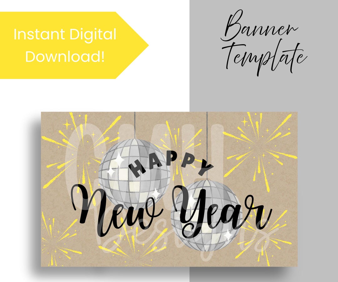 Happy New Year Banner Template: DIY Painted Banner (PDF Download ...