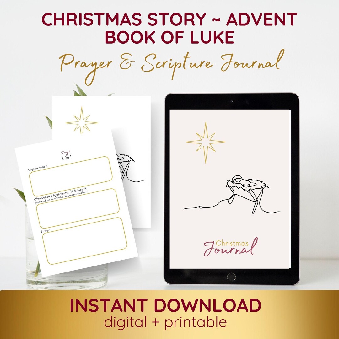 24 Day Book of Luke Advent Prayer Journal Prompts Faith Based Christmas ...