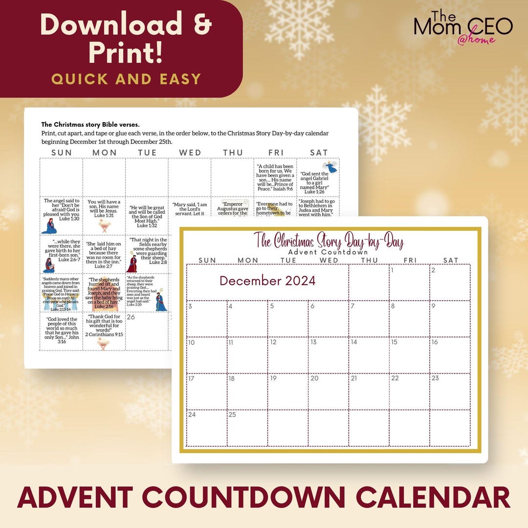 Advent Countdown Calendar Christmas Bible Verse PDF Daily Scripture ...
