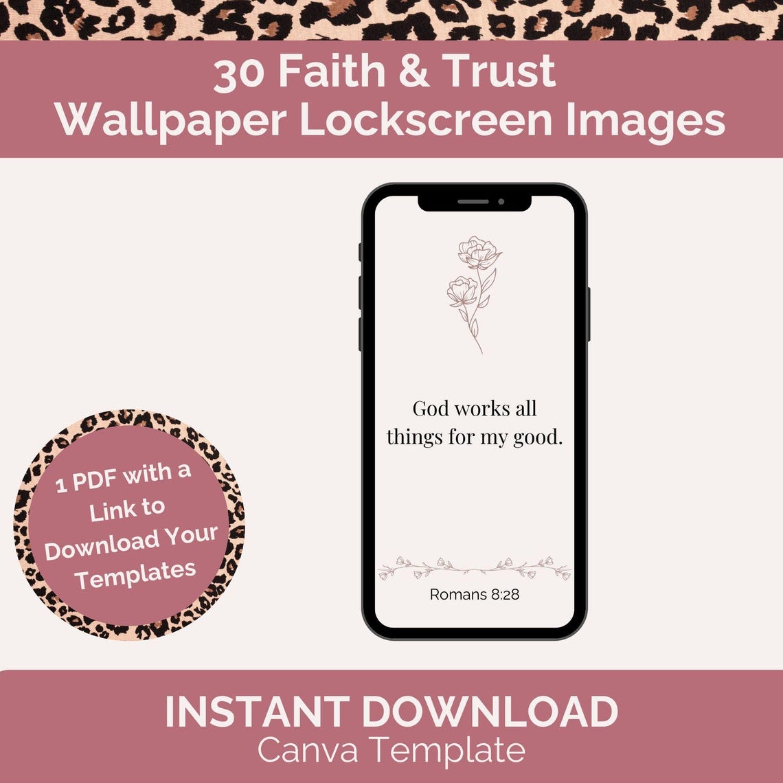 Editable Faith & Trust Phone Wallpaper Template, Christian Lockscreen Canva Template, Scripture ...