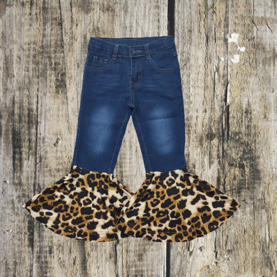 Leopard Denim Bell Bottoms- Toddler Double Flare Pants - Etsy