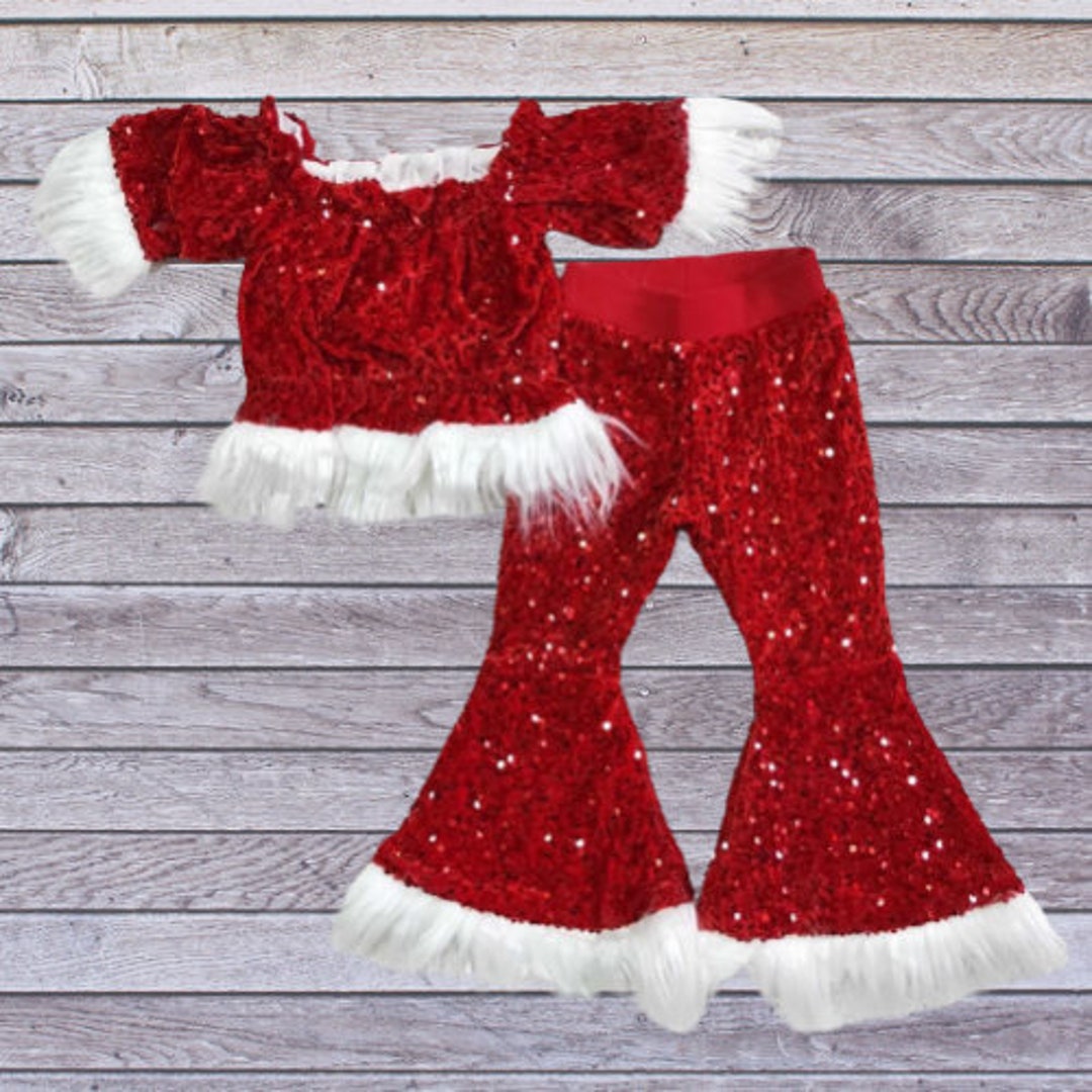 Extra Boujee Santa Christmas Girl Boutique Outfit With Sequin & Fur ...