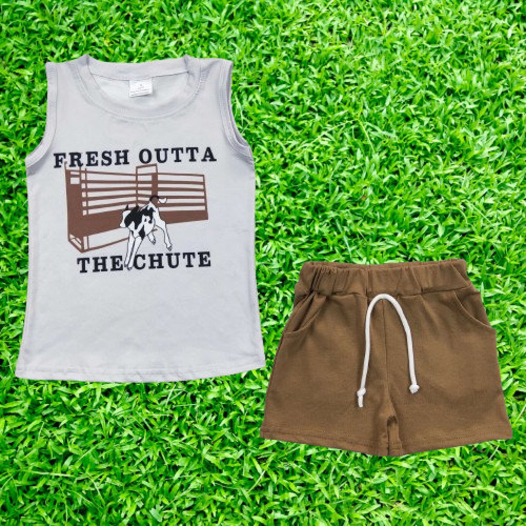 Boy's Fresh Outta the Chute Western Shorts Set, Boy Boutique Outfit - Etsy