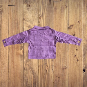 Purple Denim Jacket With Fringe, Girl Boutique Clothing, Western Denim ...