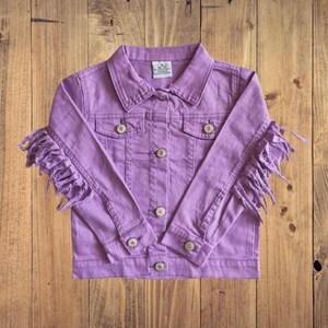 Purple Denim Jacket With Fringe, Girl Boutique Clothing, Western Denim ...