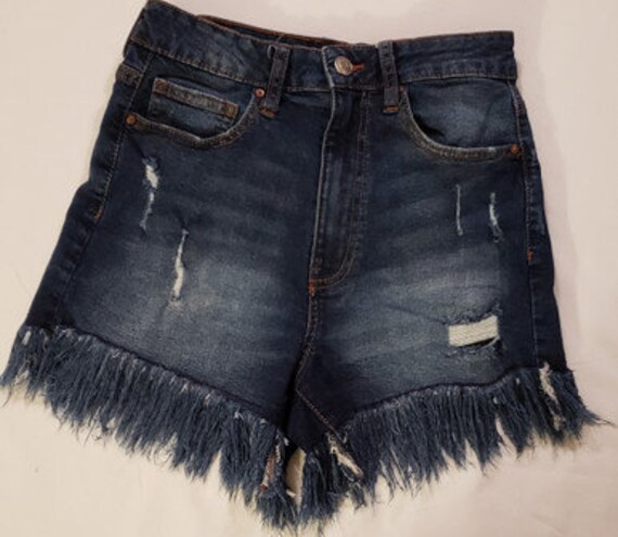 No Boundaries High Rise Fringe Cut off Denim Shorts - Etsy