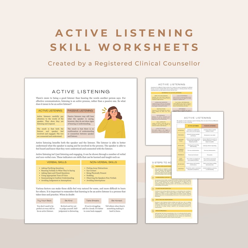 Active Listening Worksheets - Etsy