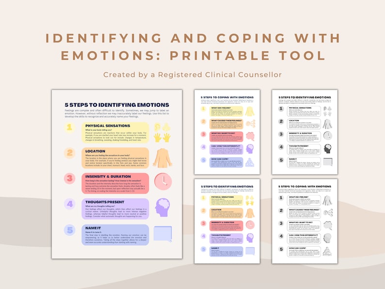 Emotions Identification & Coping Print: Mental Health Tool (PDF) - Etsy