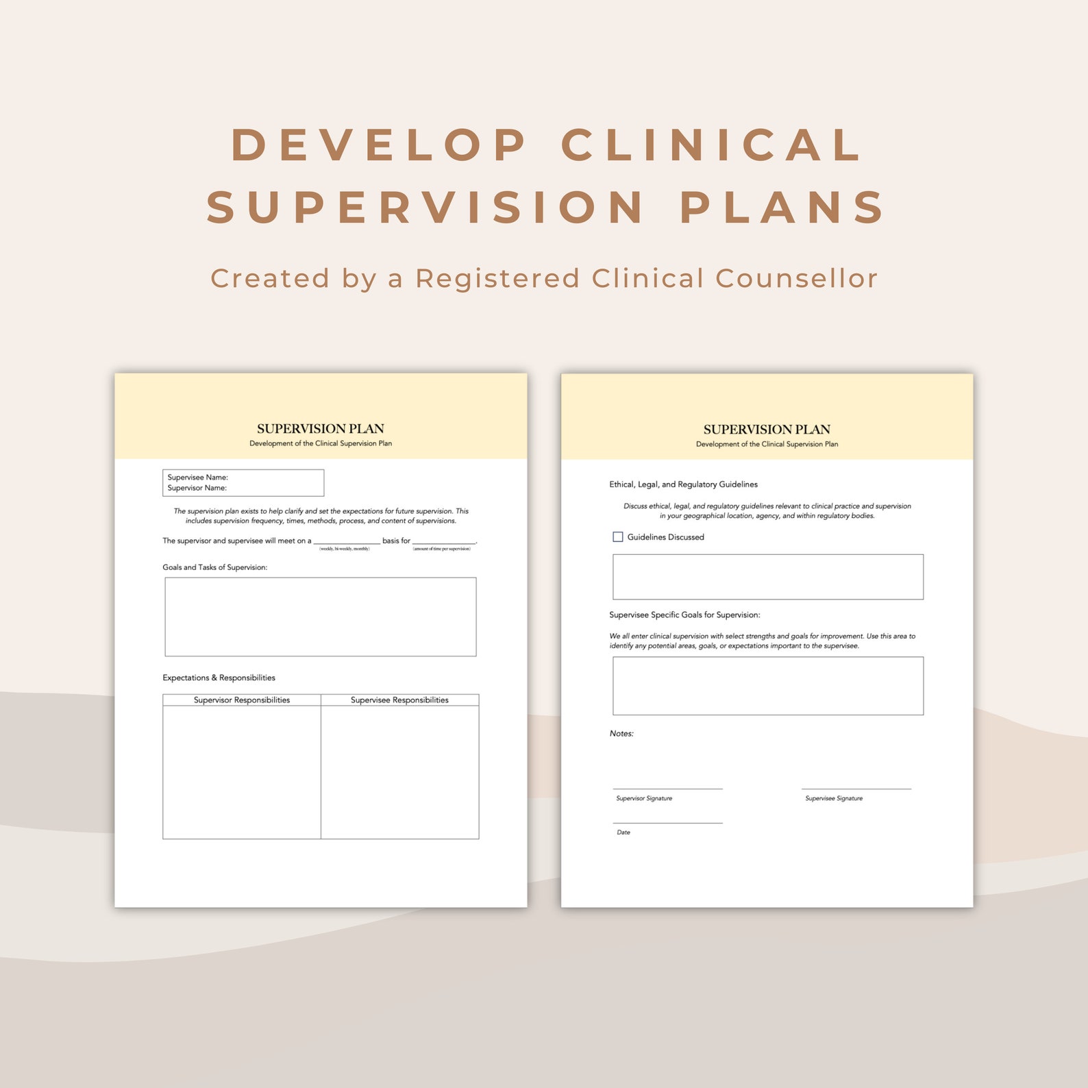 Clinical Supervision Template Bundle: Supervision Plan, Notes, Forms ...