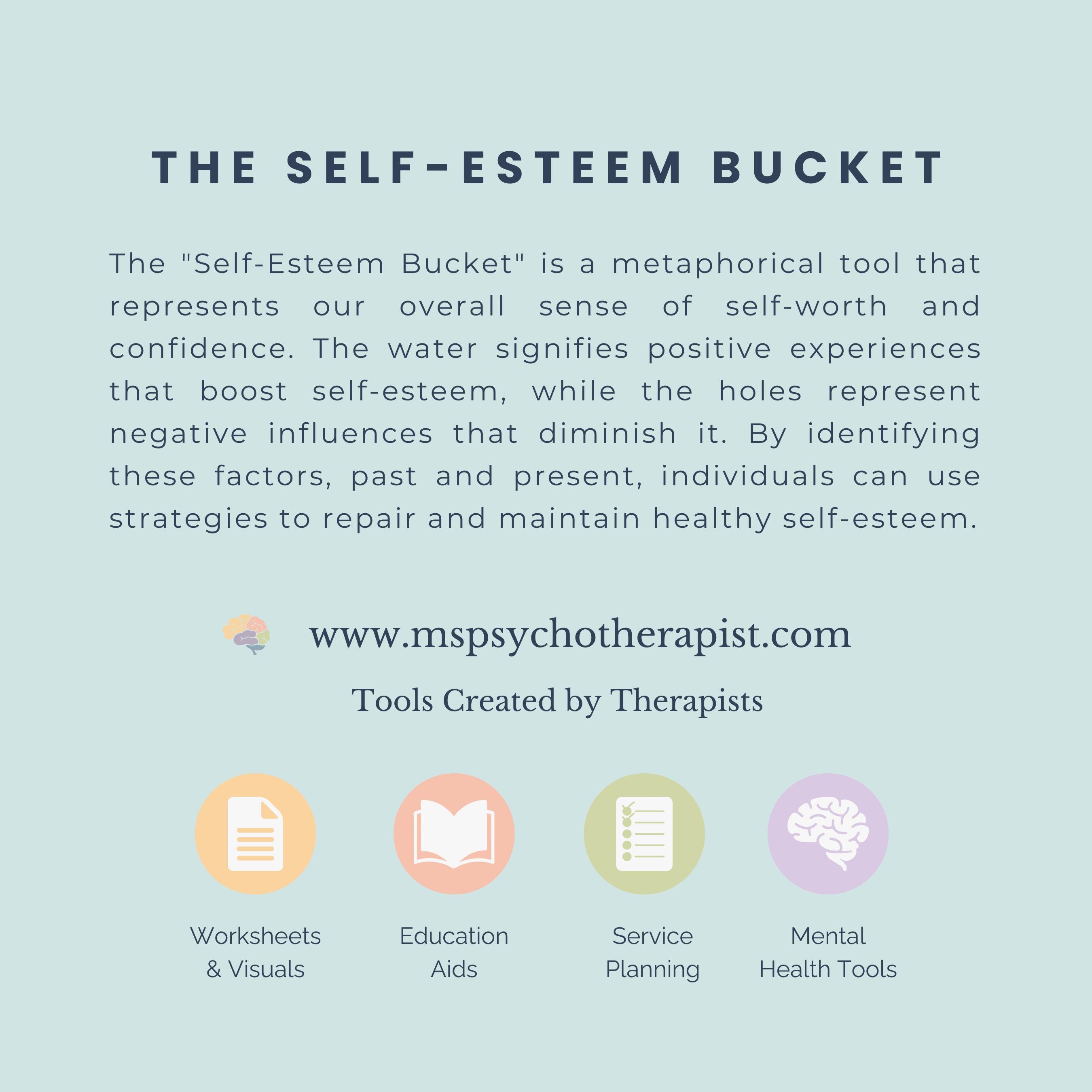 Self-esteem Bucket Worksheet: Trauma Therapy Tool (PDF) - Etsy