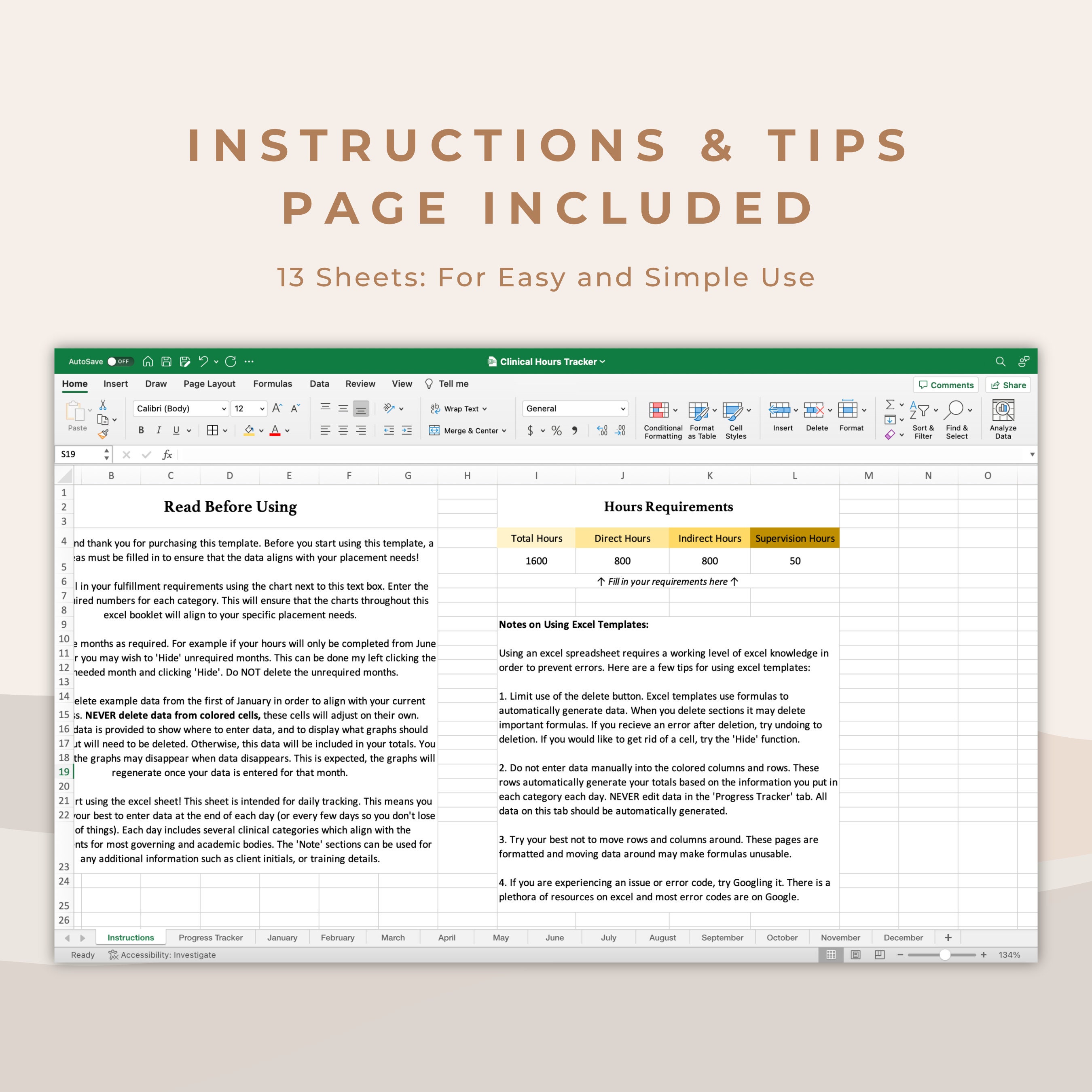 Clinical Hours Excel and Google Sheets Tracker for Practicum and ...