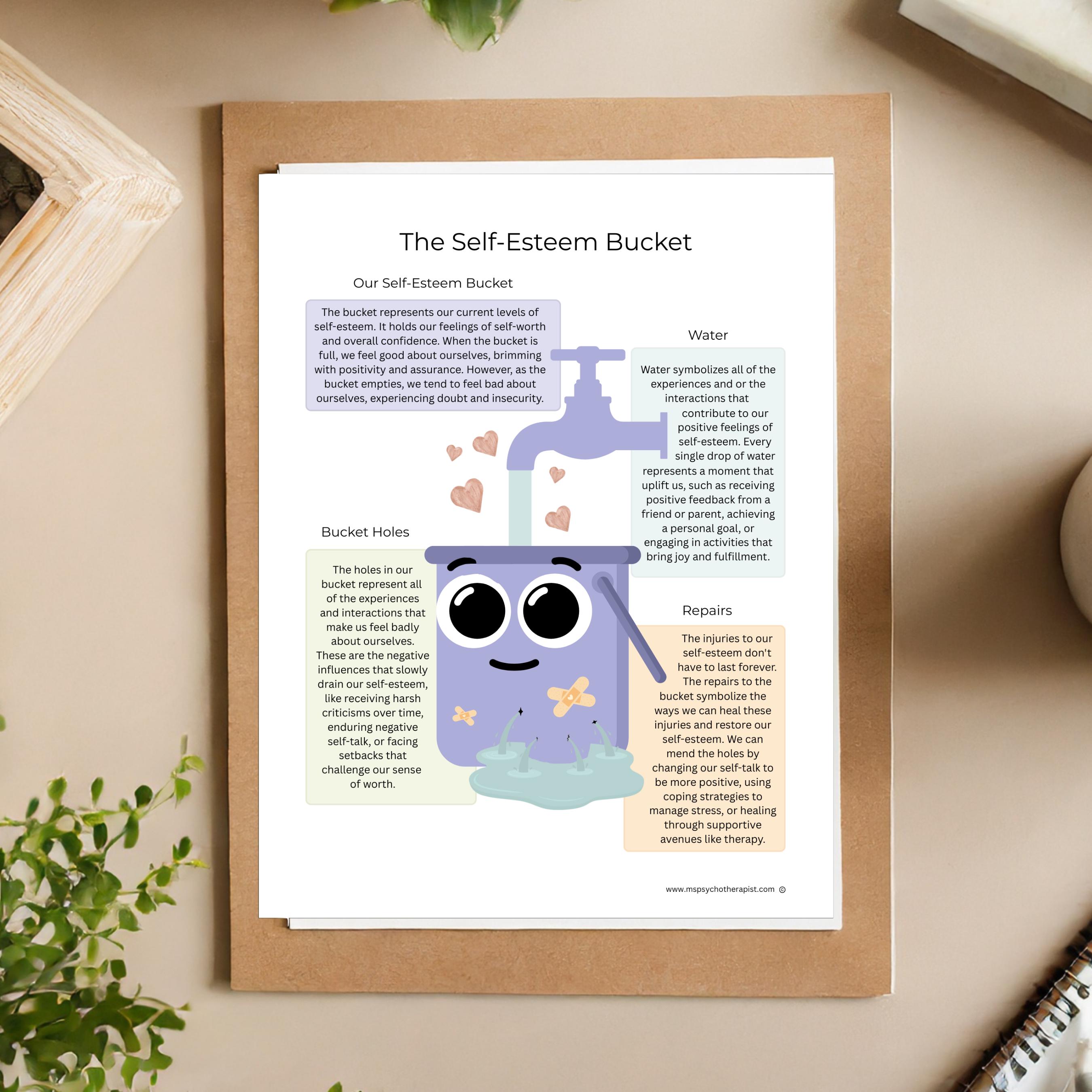 Self-esteem Bucket Worksheet: Trauma Therapy Tool (PDF) - Etsy