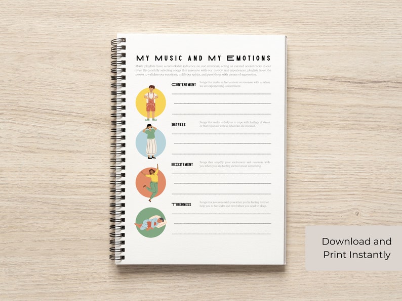 Music Therapy Playlist Activity: Coping With Emotions (PDF) - Etsy