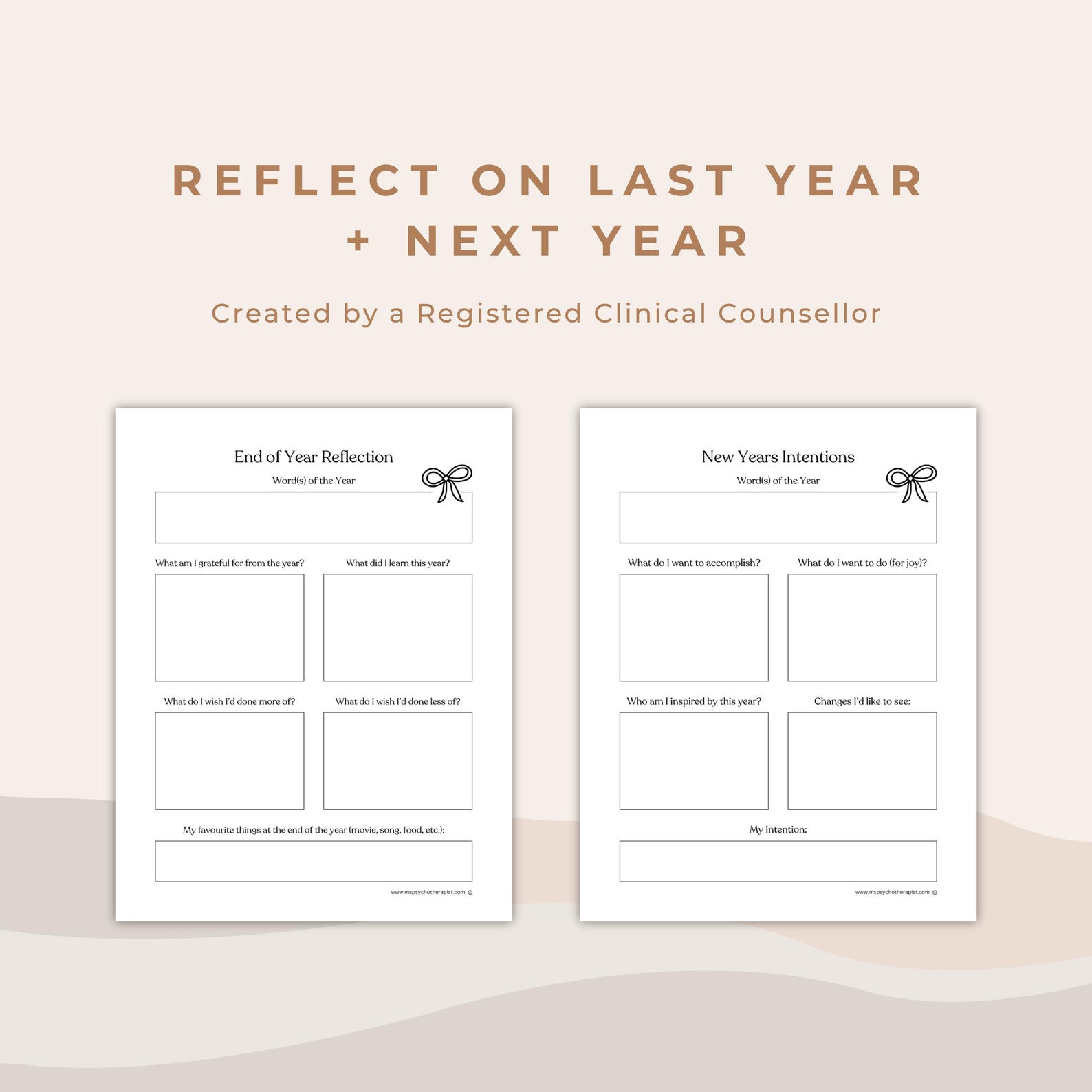 New Years Resolution Worksheet for Setting Goals and Intentions ...