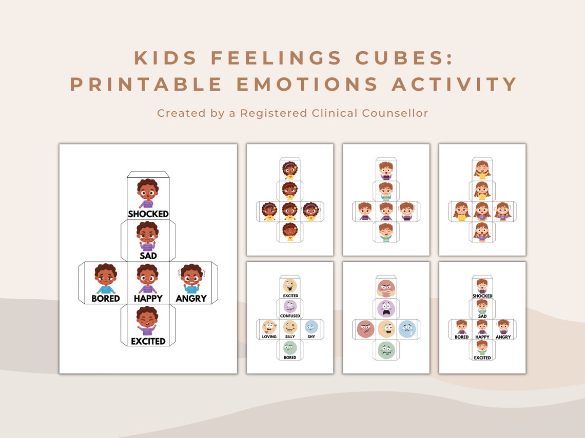Feelings Cubes Emotional Regulation Activity for Kids Children's Mental ...