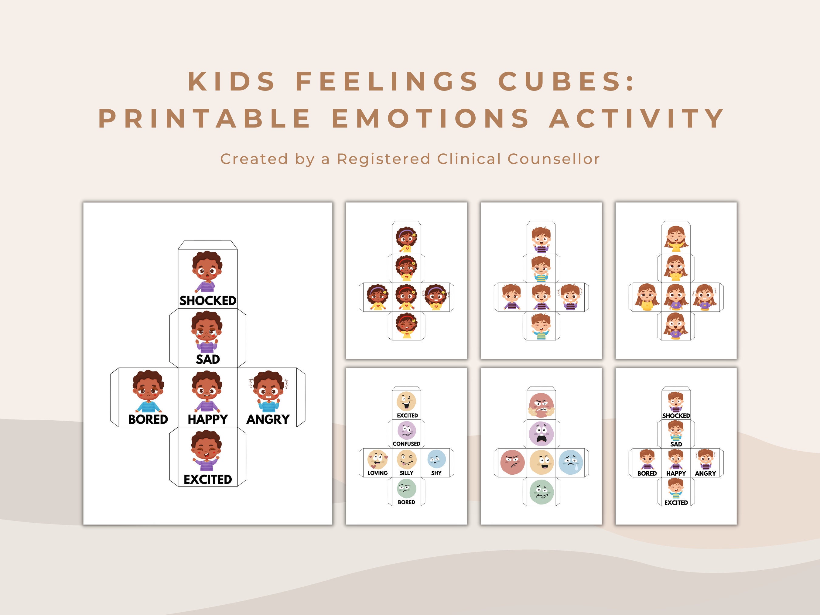 Feelings Cubes Emotional Regulation Activity for Kids Children's Mental ...