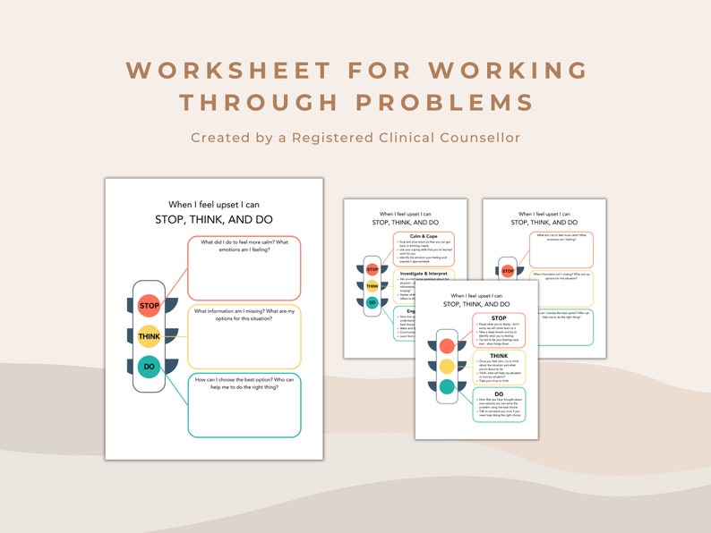Stop Think Do Traffic Light Worksheets and Mental Health - Etsy Australia