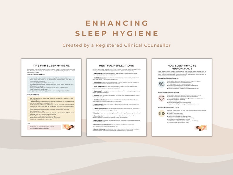Sleep Hygiene and Insomnia Cards With Sleep Habit Tracker and Nightmare ...