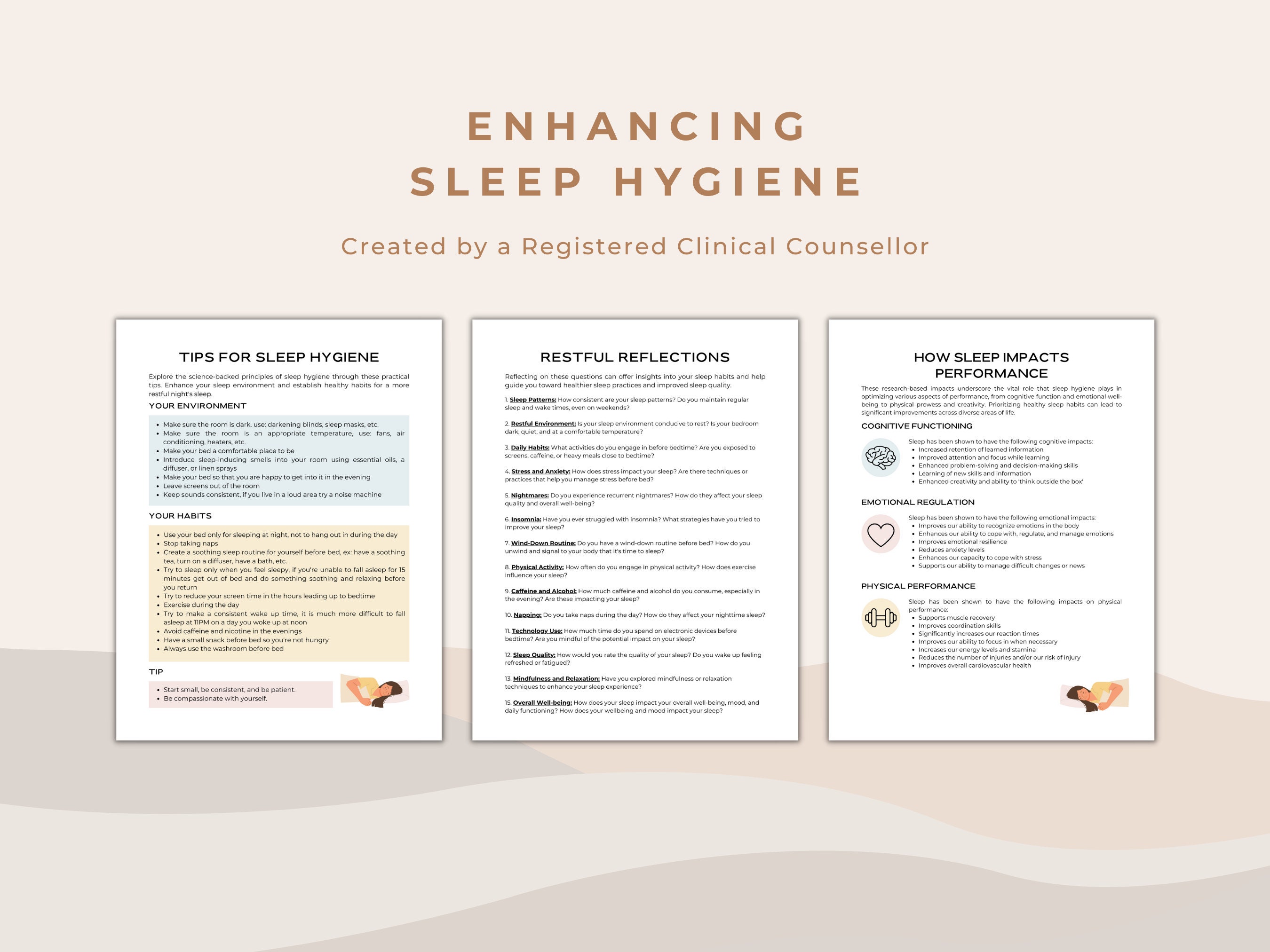 Sleep Hygiene and Insomnia Cards With Sleep Habit Tracker and Nightmare ...