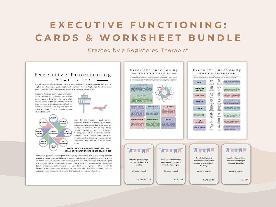 Executive Functioning Worksheets & Task Cards: Therapy Tool (PDF) - Etsy