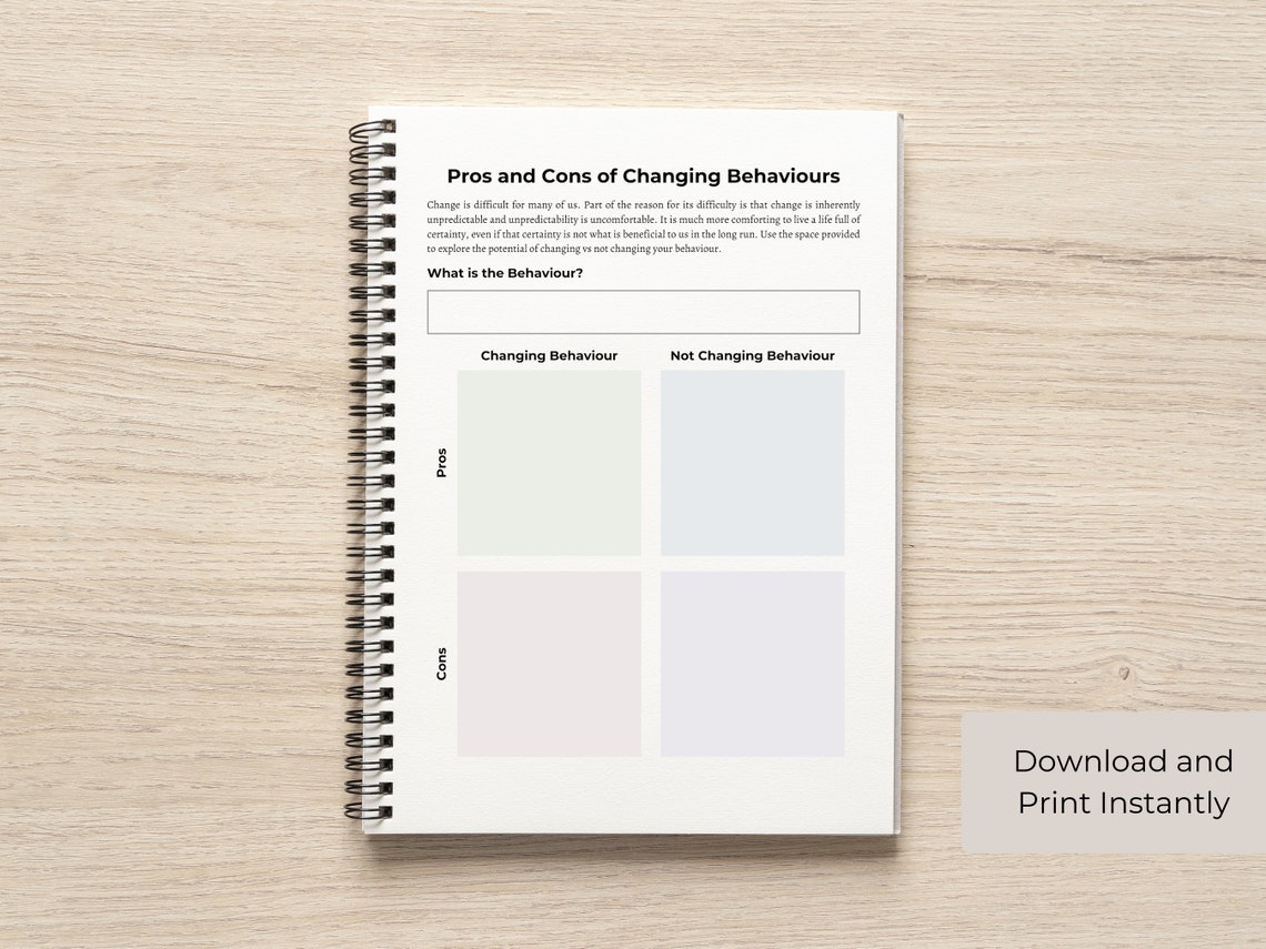 Pros and Cons of Changing Behavior: the 4 Quadrants Psychoeducation ...