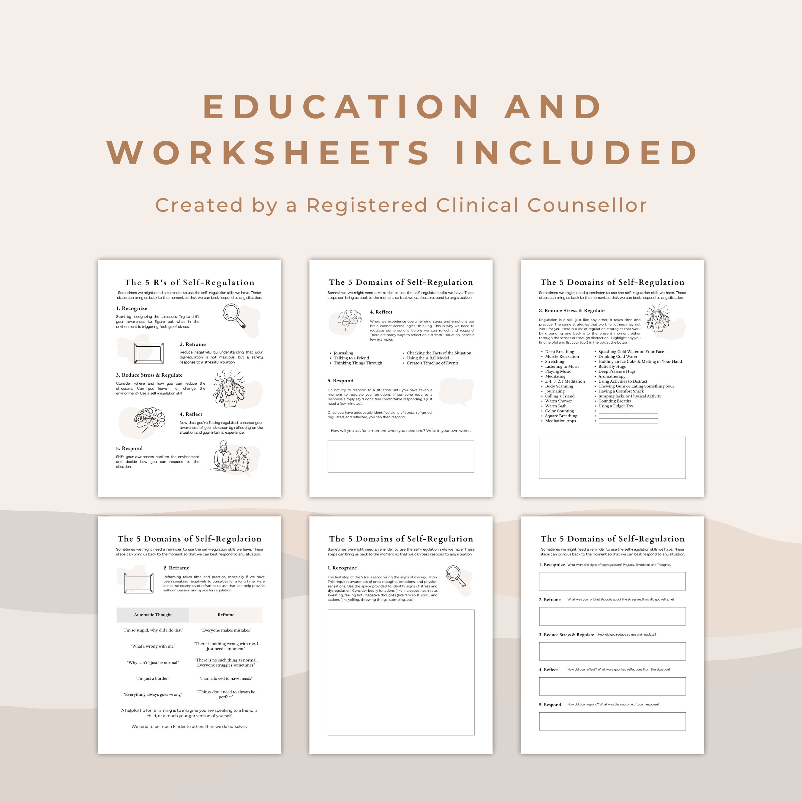 Self-regulation Guide: 5 R's Therapy Psychology Print (PDF) - Etsy