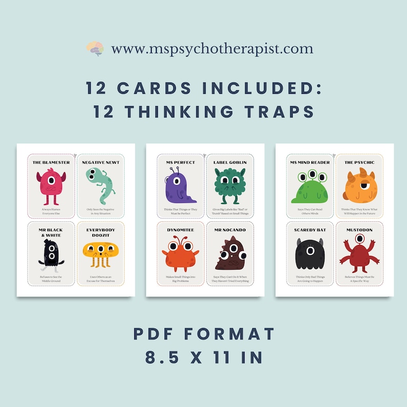 Thought Monster Cards: Kids' Thinking Traps, Communication Tool (PDF ...