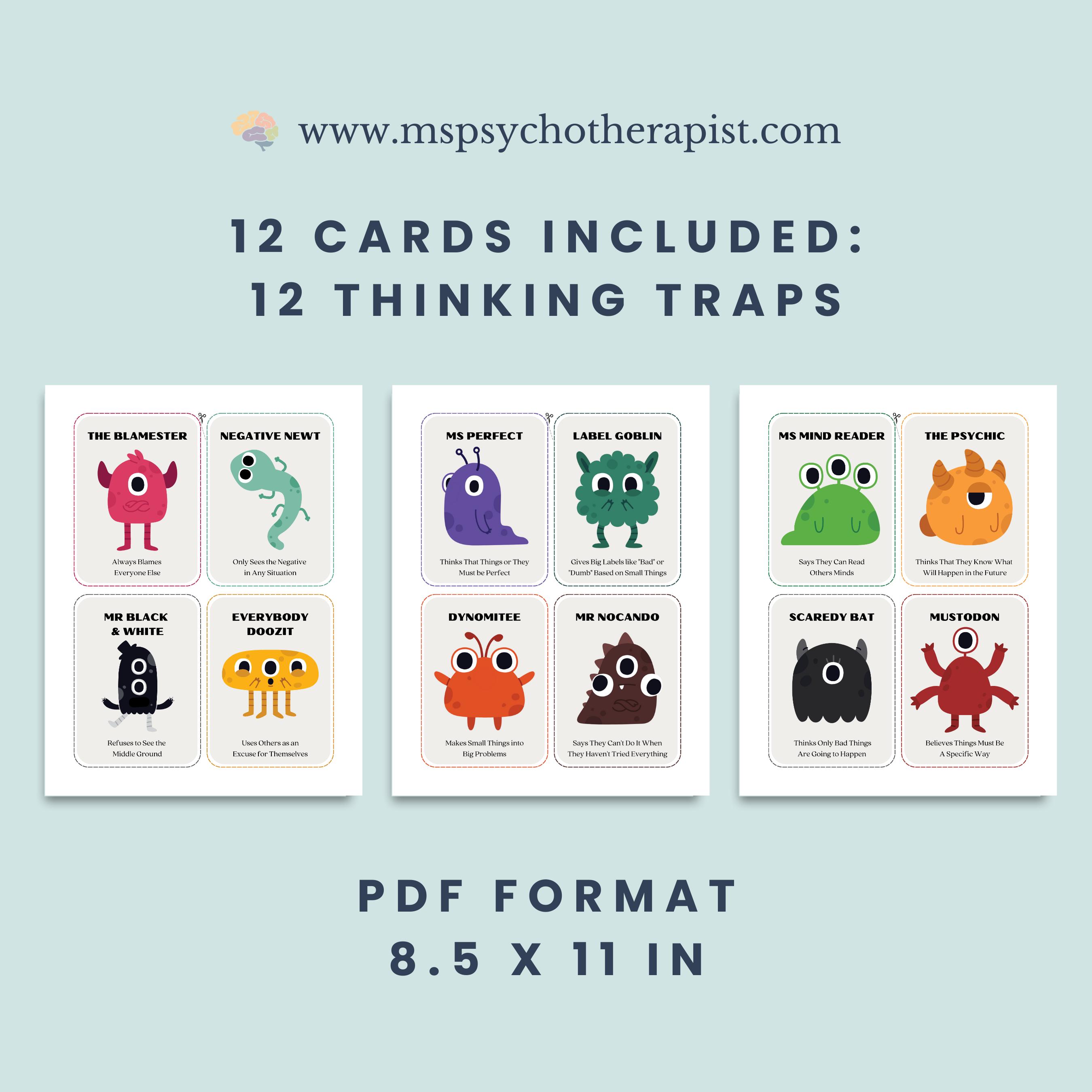 Thought Monster Cards: Kids' Thinking Traps, Communication Tool (PDF ...