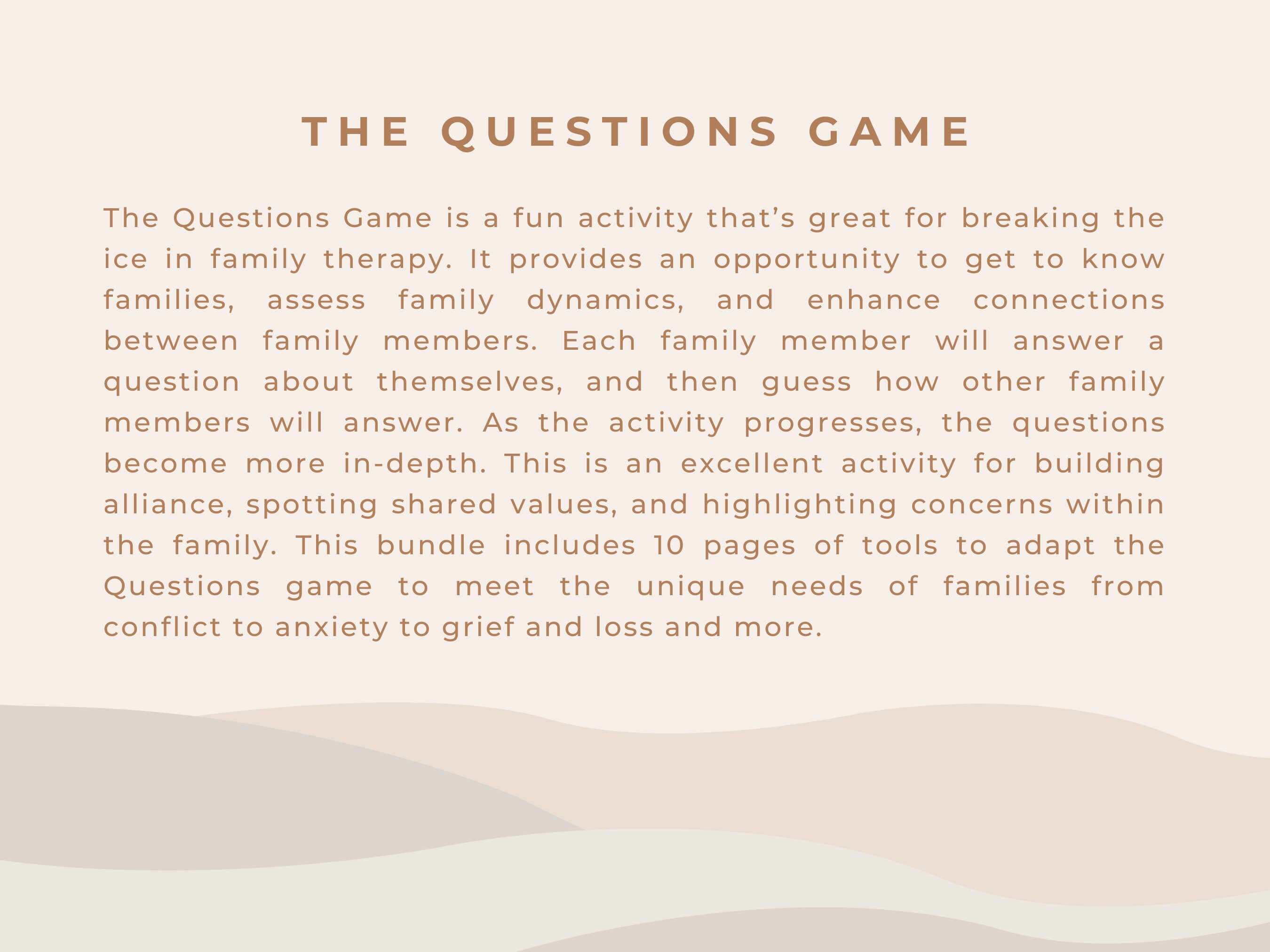 The Questions Game: Therapeutic Game for Family and Couples Counselling ...