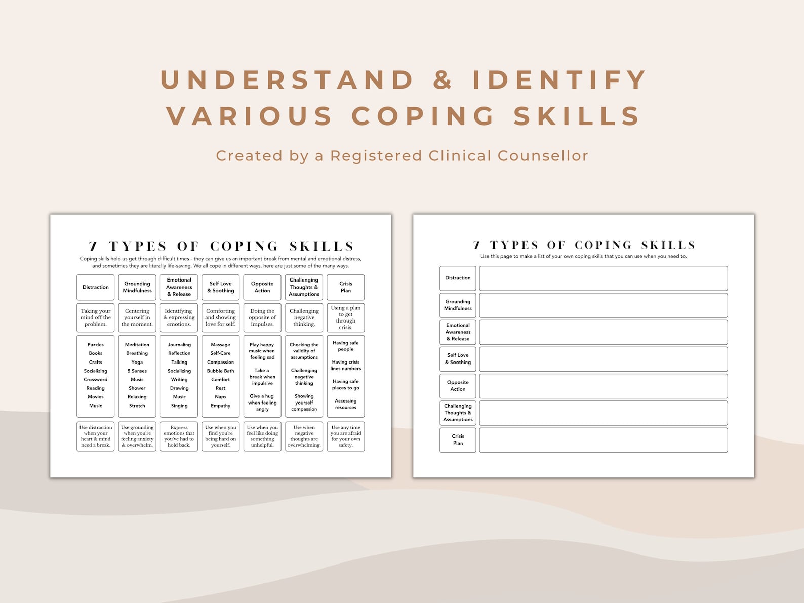 7 Types of Coping Skills Education Handout and Worksheet for ...